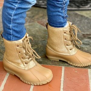 Shoeroom21 boutique | Shoes | New Girls Gold Glitter Duck Boots | Poshmark